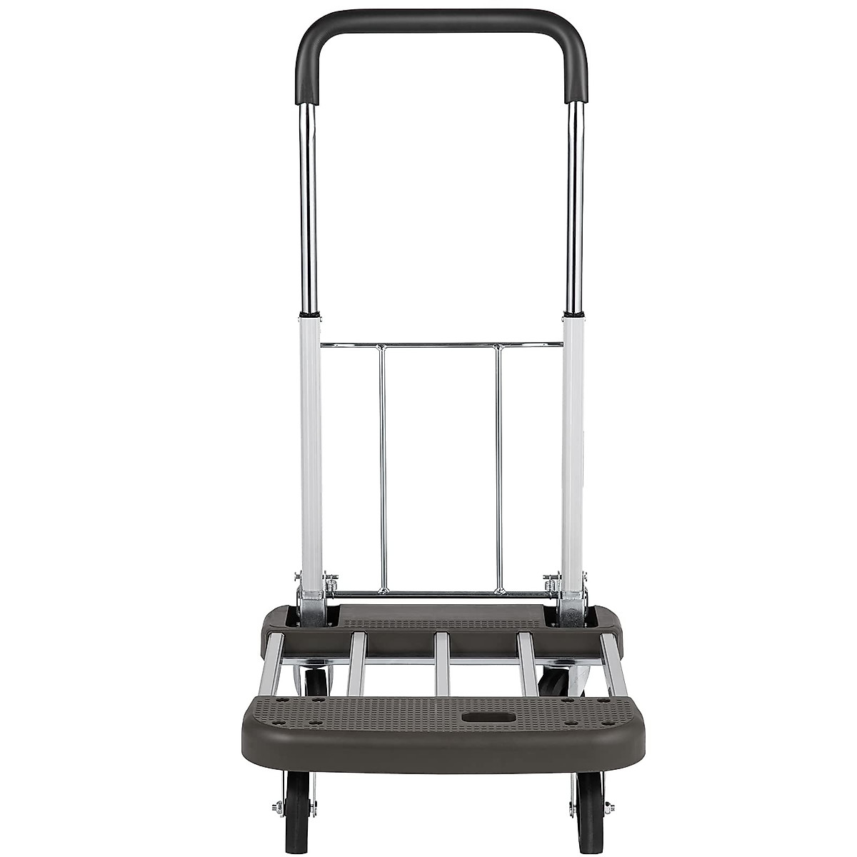 VEVOR Platform Truck Foldable,Compact Push Cart Adjustable Length, Aluminum Folding Cart Telescoping Handle with 4 Wheels ,330 LBS Capacity