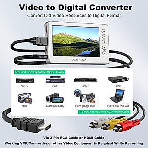 VIXLW Video to Digital Converter, VHS to Digital Converter, Video Capture Device, Analog VHS VCR Hi8 Mini DV Video Recorder,AV/RCA to HDMI Adapter/Converter,Support 720P/1080P,TV/Tape Player/Camcorder