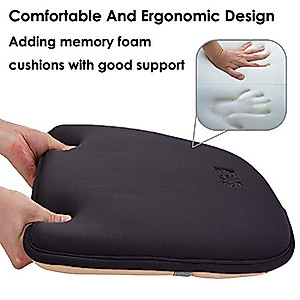 Big Hippo Chair Pads Memory Foam and Lumbar Support Pillow, Chair Seat Cushion Non Slip Rubber Back Thicken Chair Padding with Elastic Bands for Home Office Outdoor Seats (Black-Set of 2)