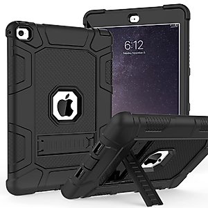 TIMISM Case for iPad Air 2nd Generation 2014, iPad Air 2 Case with Kickstand, 3 in 1 Heavy Duty Shockproof Hybrid Three Layer Protective Cover for iPad Air 2 A1566,A1567 (Black)