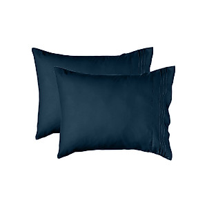 Elegant Comfort 4-Piece Solid Smart Sheet Set-Deep Pocket Fitted Sheet with Side Storage Pockets-Silky Soft 1500 Thread Count Egyptian Quality Microfiber, Wrinkle and Fade Resistant, King, Navy Blue