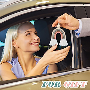 Frienda 3 Pieces Boho Rainbow Car Charm Essential Oil Diffusers for Car Cute Air Fresheners Handmade Hanging Accessories Decor(Beautiful Style)