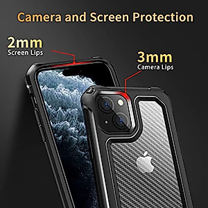 Tuerdan iPhone 14 Pro Max Case, [Military Grade Shockproof] [Hard Carbon Fiber Back] [Soft TPU Bumper Frame] Anti-Scratch, Fingerprint Resistant, Protective Phone Case, 6.7 Inch (Black)