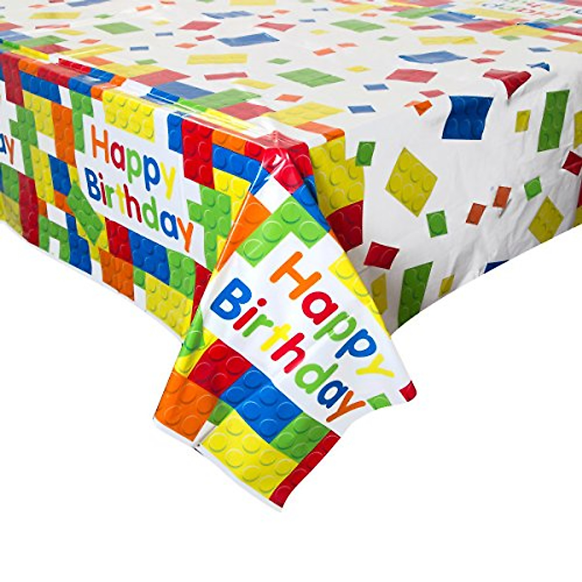 Building Blocks Birthday Plastic Tablecloth, 84" x 54"