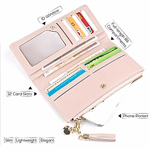 Yafanqi Wallet for Women Leather Purse Credit Card Organizer Girls Cute Zipper Large Long Coin Wallets (C-Black)