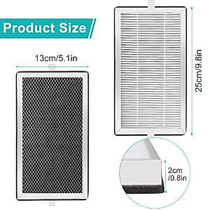 Yweller MA-15 Replacement Filter Compatible with MA-15-W1 MA-15-S1 MA-15R MA-15R-1 MA-15R-2,3-in-1 H13 True HEPA Filters and High-Efficiency Activated Carbon Filter（4 Pack）