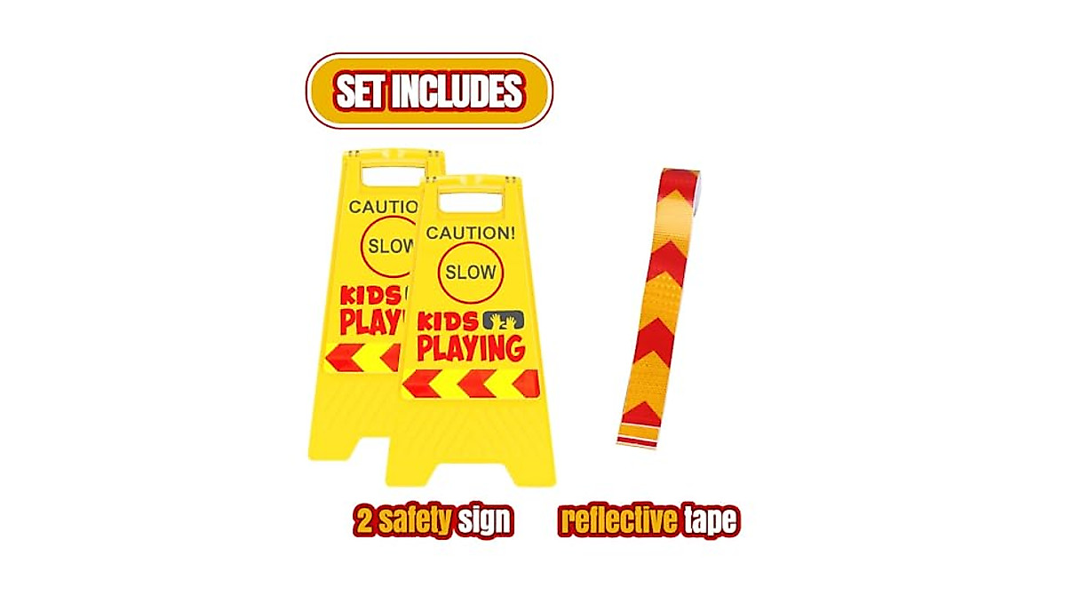 Children at Play Safety Signs for Street – 2 Pack with Reflective Tape