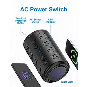 Power Strip Tower with 16 Outlets 5 USB Ports (2 USB C), Acozvin Surge Protector with 6 FT Extension Cord, 1875W Multi Outlet Tower Charging Station for Home Office Desk Essentials