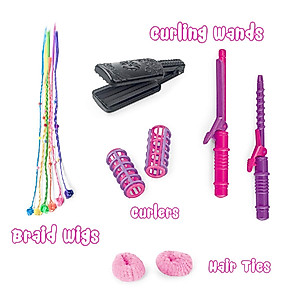 MEGAFUN Little Girls Beauty Hair Salon Toy Kit with Toy Hairdryer, Mirror & Other Accessories, Fashion Pretend Makeup Set for Kids