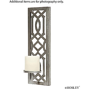 Hosley Set of 2 Iron Wall Pillar Candle Sconce 16.5 Inch High Mid Century Modern Silver. Ideal Gift Wedding Special Occasions Home Office Spa Aromatherapy , Gardens O4