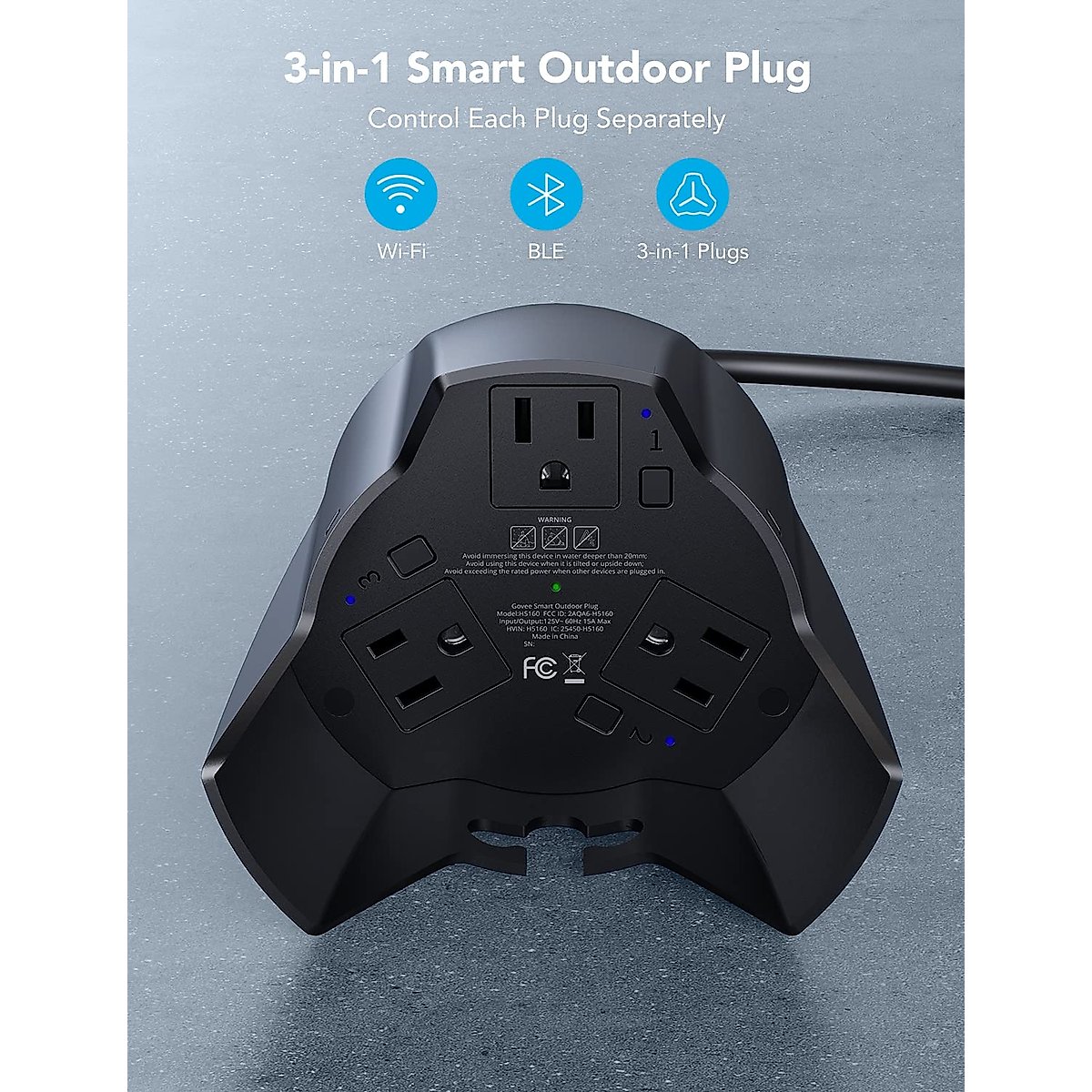 Govee Smart WiFi Outdoor Plug, Weatherproof 15A Outdoor Smart Outlet Bundle with WiFi Bluetooth Outlets 4 Pack, App Control, Supports Alexa and Google Assistant, 2.4 GHz Network only