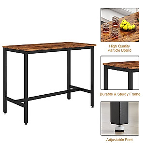 KIVENJAJA 5-Piece Bar Table Set for 4, Rustic Brown, Counter Height Dining Table Set for Kitchen Living Room Restaurant Small Space