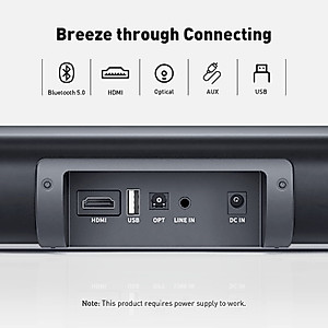Fosi Audio A3 Small Sound Bars for Computer, Mini Soundbar Speaker for Phone,Projector, 18" Bluetooth Speakers for RV,Garage,Bedroom,Small Space