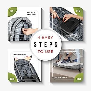 XABITAT Table Top Ironing Board with Wall Mount, D-Crease, Portable Space Saving Mini Laundry Room Iron Board, Foldable Small Ironing Board with Iron Holder, Grey