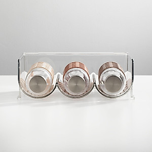 mDesign Plastic Free-Standing Stackable 3 Bottle Storage Holder Rack - Water, Wine, and Drink Organizer Shelf for Kitchen Countertop, Cabinet, Pantry, Fridge, Freezer - 2 Pack - Clear