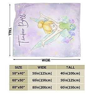 Cute Tin.ker Bell Throw Blankets Fleece Blanket Super Soft Plush Throw Blanket 60"X50" Cozy Fuzzy Bed Blankets Microfiber Flannel Blankets for Couch, Bed, Sofa