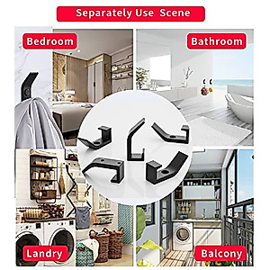 Leacas Bag Hooks, Hat Hooks, Towel Hooks for Bathroom Wall Mounted Towel Hooks Heavy Duty Black Waterproof Wall Hooks Sticky for Hanging Shower Bath Robe Coat Clothes in Bathroom Kitchen (5 pics)