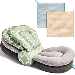 Tatuo Adjustable Breastfeeding Pillows for Mom Multiple Angle Altering Layers Baby Feeding Pillow with 2 Pcs Absorbent Coral Fleece Baby Washcloths for Newborn Infant Toddlers