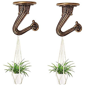 QMseller 4Sets Metal Ceiling Hooks, Heavy Duty Swag Ceiling Hooks with Hardware for Hanging Plants/Chandeliers/Wind Chimes/Ornament (Bronze Color)