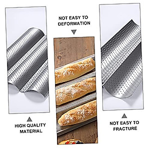 UPKOCH 4 pcs Wavy Pan bread loaf pan baking gutter loaf pan molds hotdog buns metal bread pan nonstick tray silicone bread pan breadmaking Stainless steel bread rolls hot dog