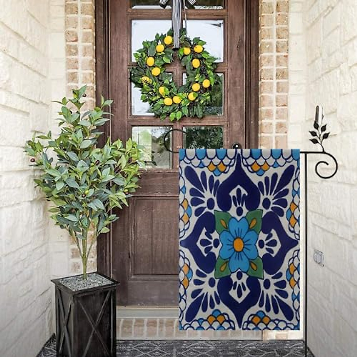 Double-sided garden flag Talavera Mexican Tile Outdoor Flag Garden Flag Yard Outdoor Decoration （12×18in）.