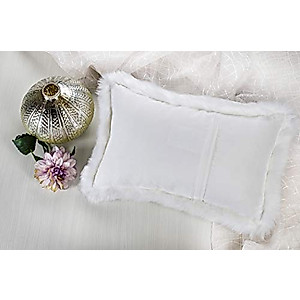 Chesserfeld Decorative Faux Fur Throw Pillow, White, 20in x 12in, Stylish Couch, Bedroom, or Dorm Accent, Adds Elegance to Your Décor, Soft Sheepskin Feel, Removable, Machine Washable Cover