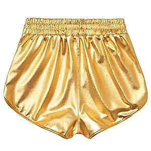 Big Girls Metallic Shorts Gold Hot Pants Shiny Sparkly Festival Outfits 10 11