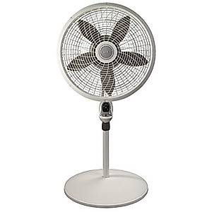 Lasko Cyclone Pedestal Fan, Adjustable Height, Remote Control, Timer, 3 Speeds, for Bedroom, Kitchen, Office and Living Room, 18", White, 1885, Large