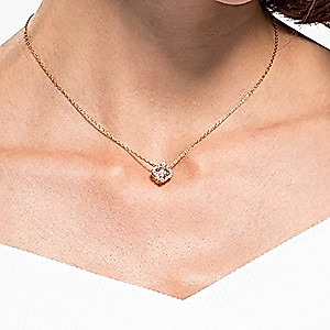 SWAROVSKI Una Women's Clover Pendant Necklace with Pink and White Crystals on a Rose-Gold Tone Finished Chain