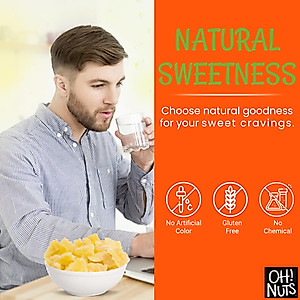 Oh! Nuts Dried Pineapple Chunks - 1.5lb Bulk Bag | Fresh Sweet Dehydrated Tropical Fruit Bites for Snacking & Baking | Low in Sugar, Sodium & Cholesterol | High in Fiber & Antioxidants, Dairy Free…