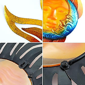 wotieuns Metal Sun Wall Decor Outdoor Garden Fence Art Sun Moon Wall Art Hanging Lndoor Living Room Yard Home Wall Sculpture