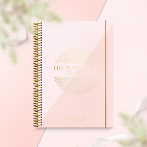 Burde Planner 2023 Life Planner Pink | 12 December 2022 - 7 January 2024 | Weekly & Monthly | 8.5x5.5" | Thick Paper | 142 Stickers Included