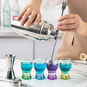 M&N HOME 6 Pack Shot Glass Set, Glass Shot Glasses, Cute Shot Glasses, 2 Oz Shot Glasses, Wedding Shot Glasses, Mini Brandy Sniffers, Liquor Glasses, New Years Eve Party Supplies - Multicolored Set