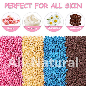 Hard Wax Beads, Professional Wax Beads for Hair Removal 400g Hair Wax with 10 Pcs Wood Sticks for Full Body Brazilian Bikini Face Legs Eyebrow Painless at Home for Woman Men
