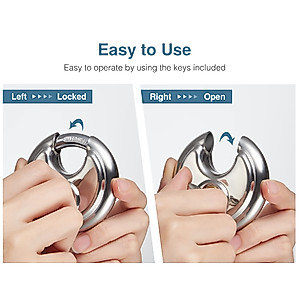 Puroma Keyed Padlock, Stainless Steel Discus Lock Heavy Duty Locks with 3 Keys, Waterproof and Rustproof Storage Lock with 3/8 Inch Shackle for Warehouse, Garage, Storage Locker, and Outdoors (1 Pack)