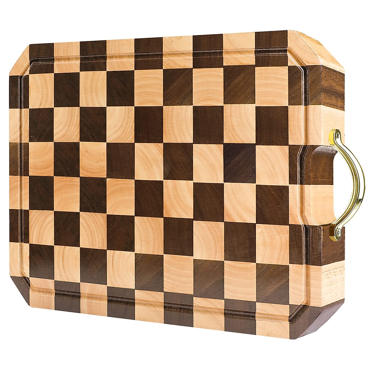 azamine End Grain Cutting Board, Large Walnut/Rubber Wood Cutting Board, with Non-Slip Feet, Juice Groove, Extra Large 20 * 14 * 6/5 inch Cutting Block for Kitchen