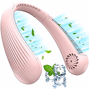 Neck Fan, 6000mAh Portable Fan Personal Fan Hands Free Bladeless Neck Fan 3 Speeds Adjustment 360° Cooling USB Wearable Fan Rechargable Hanging Neck Fan for Women, Men, Office, Travel, Outdoor