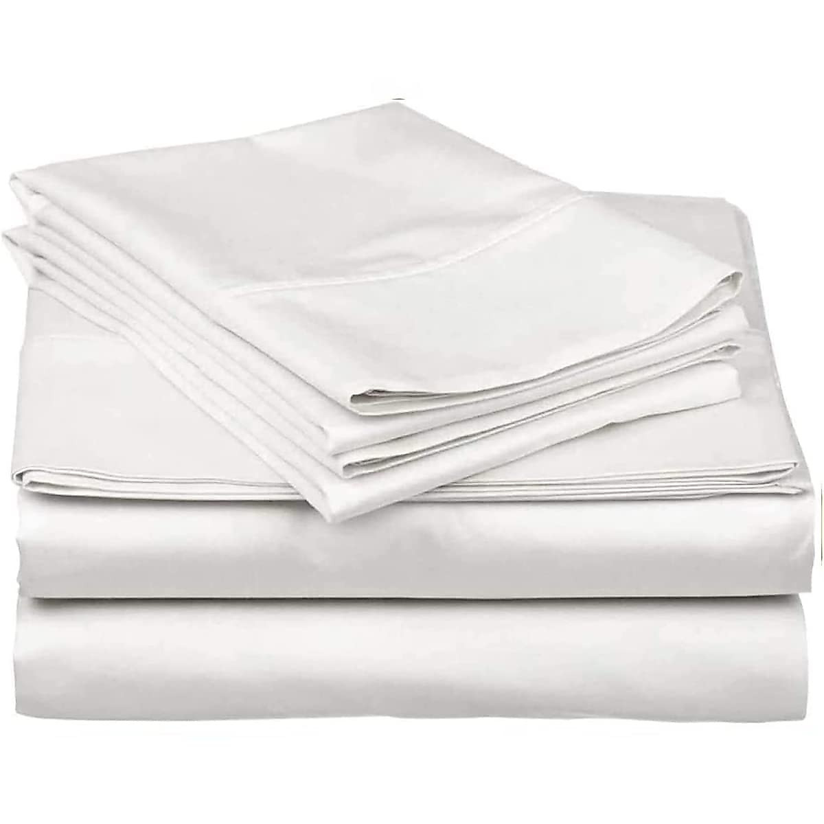 Mattress-Homes Queen 600 Thread Count 100% Cotton Sateen Weave Sheet Set, White Solid, 4 Piece