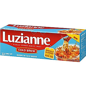 Luzianne Cold Brew Black Tea Bags, Family Size, Unsweetened, 22 Count Box, Specially Blended for Cold Brew in Water, Clear & Refreshing Home Brewed Southern Iced Tea