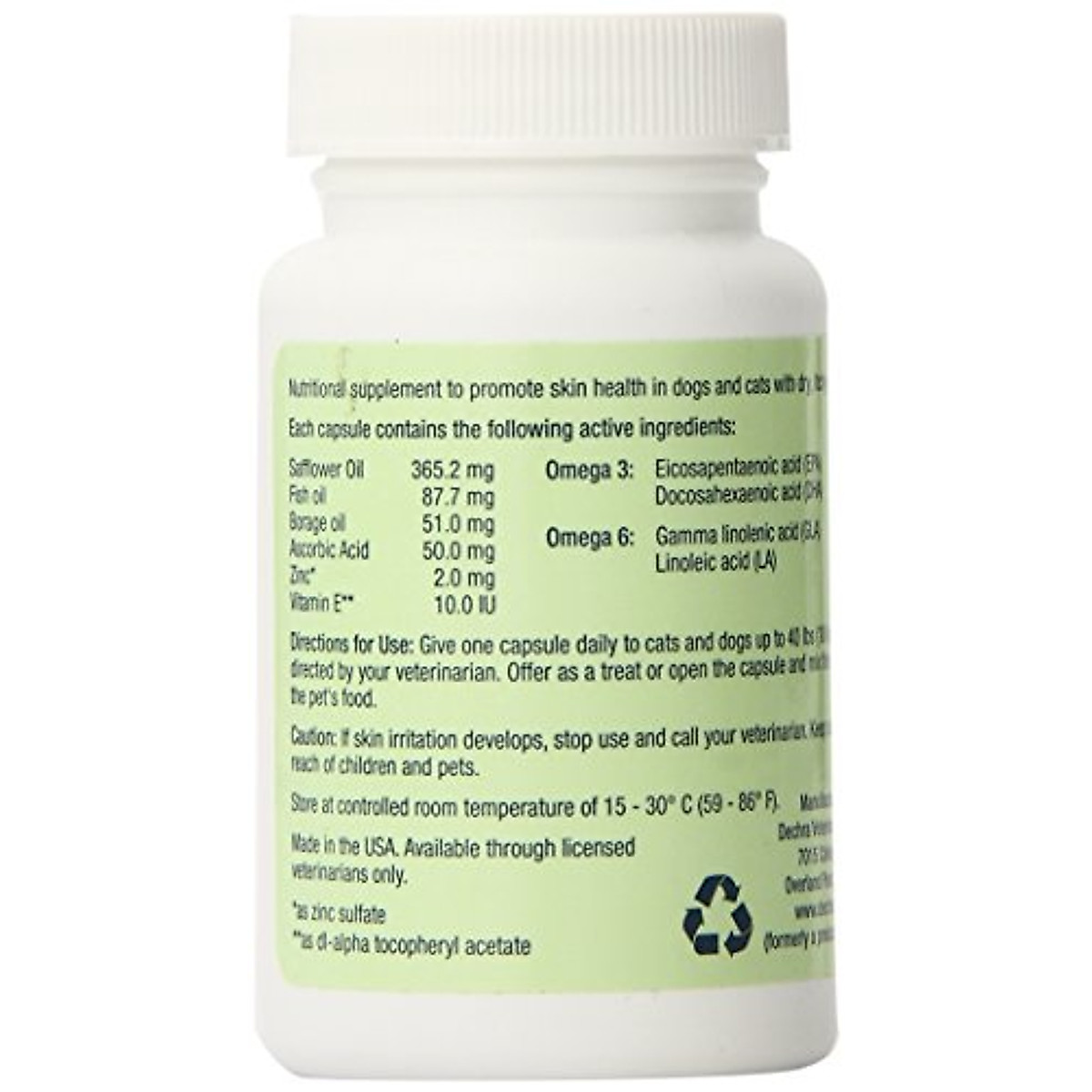 Dechra 60 Capsules EicosaCaps Fish Oil Nutritional Supplements for Dogs and Cats Up to 40-Pound