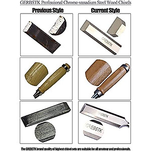 GREBSTK 4PCS Professional Wood Chisel Tool Sets Sturdy Chrome Vanadium Steel Chisel, 1/4 inch,1/2 inch,3/4 inch,1 inch (Oxford Bag)