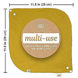 Kishu Baby Indi GOTS Organic Infinity Scarf Bib - 4-Way Reversible, 8 Layer Muslin Drool Bib (Mustard)