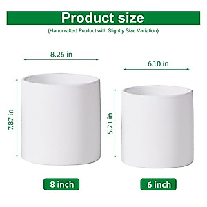 8 Inch Ceramic Plant Pot, Flower Pots for Plants with Drainage Hole, Indoor Planter Pot, White