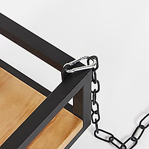 RZGY Hanging Wine Rack with Glass Holder and Shelf, Ceiling Mounted Wine Rack Adjustable Industrial Hanging Wine Bottle Holder, 39in Metal Iron Wine Shelf Black