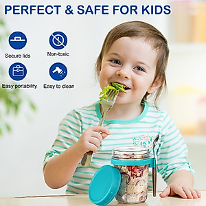 Irenare 9 Pcs Overnight Oats Containers with Lids and Spoons 12 oz Overnight Oats Jars Oatmeal Container Glass Mason Jars for Overnight Oats Meal Prep Yogurt Salad Fruit