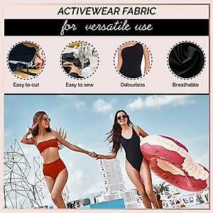 Nylon Spandex Fabric | 80% Nylon, 20% Spandex | Swimwear, Activewear Fabric | 4-Way Stretch | Sports, Dance, Yoga (Black, 1 Yard)