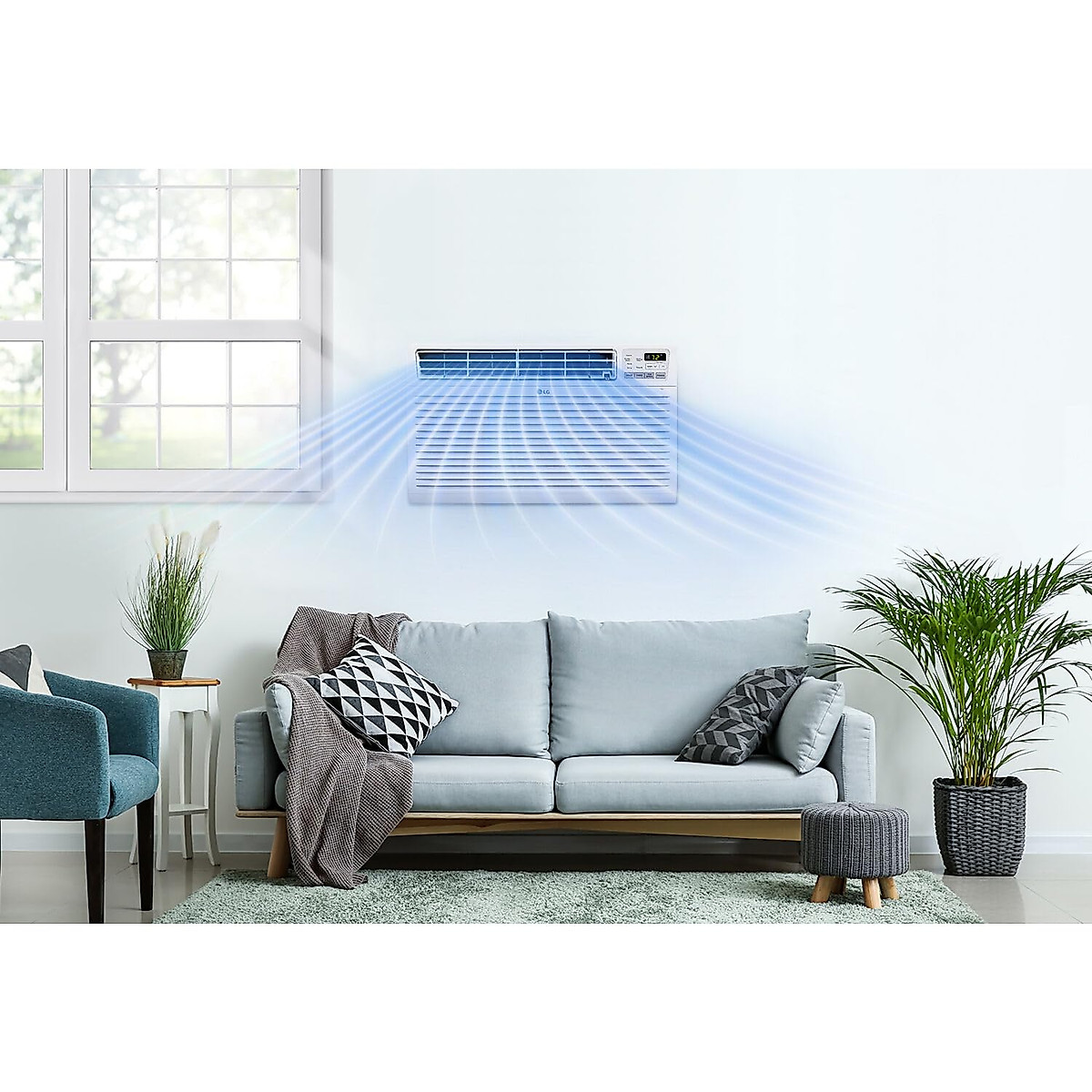 LG 9,800 BTU Through the Wall Air Conditioner, 230/208V, Cools up to 440 Sq. Ft. for Bedroom, Living Room, Apartment,, with Remote, 3 Cool & Fan Speeds, Wall AC Unit, White