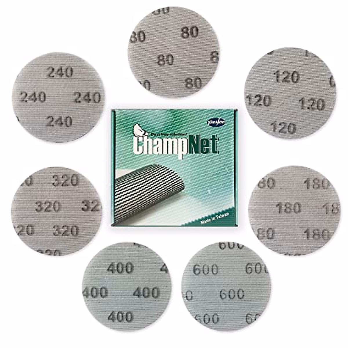 ChampNet 5 Inch Mesh Sanding Discs Hook and Loop Sanding Disc Dust Free Grit Assortment Mesh Sandpaper | 35 Sanding Disks Pack | for Wood, Floor Random Orbital Sander