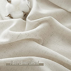 RYB HOME Semi Sheer Curtains 84 inches Long 2 Panels Set， Soft Linen Blend Sheer Privacy Curtains Soften Sunlight Drapes for Farmhouse Living Room Bedroom Patio Dining， W 52 x L 84 inch， Linen