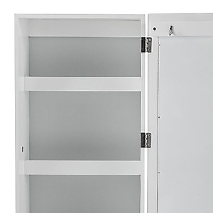 Wall Mount Ironing Board, Foldable Hiding 180° Swivel Ironing Board with 4 Spacious Storageshelve, Multifunctional Bathroom Cabinet with Mirror, White Ironing Board Cabinet